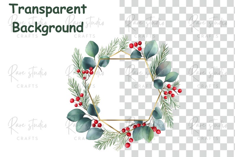 Winter Botanical Clipart PNG, Christmas Frames, Watercolor Greenery ...