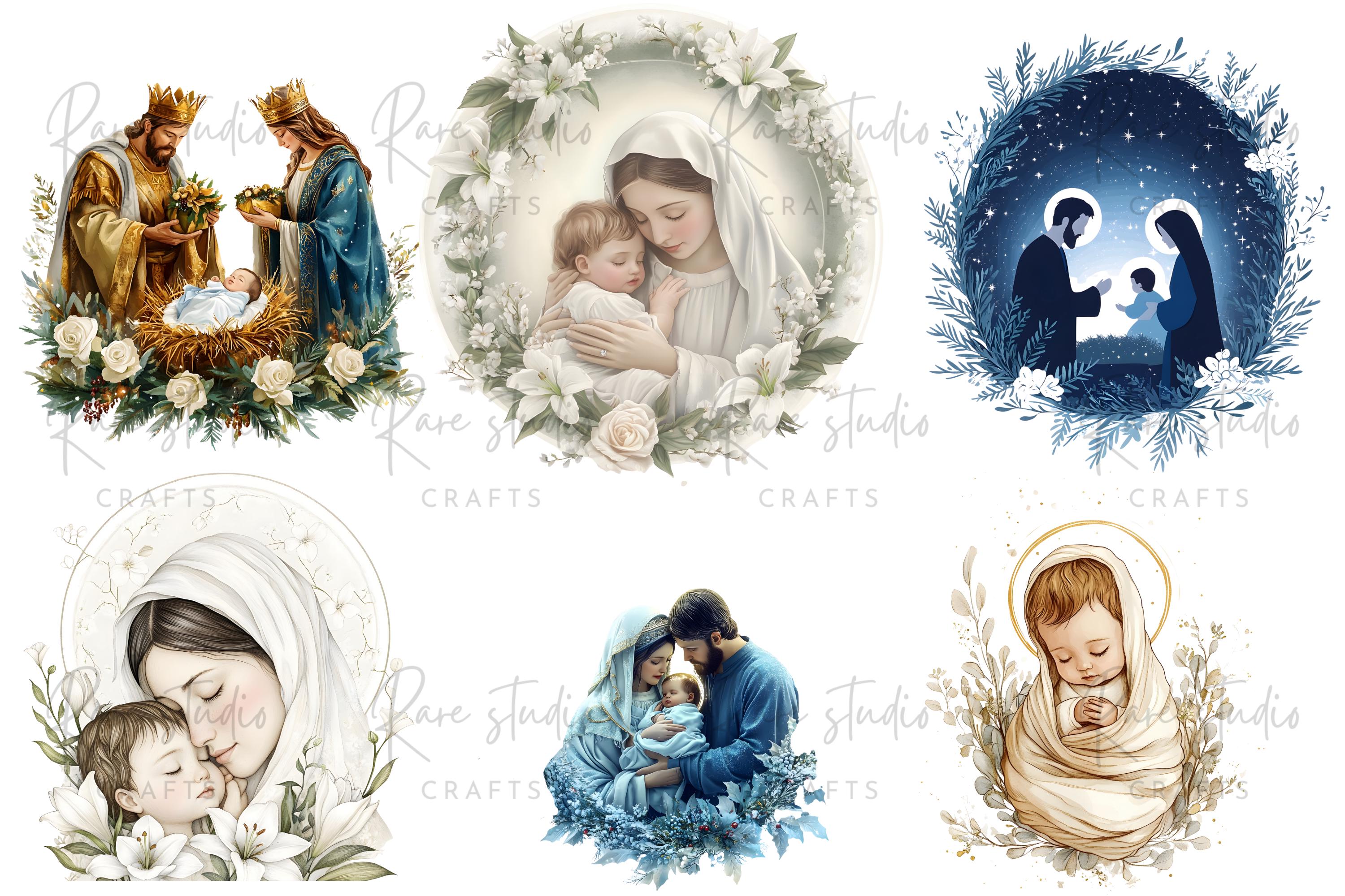 Watercolor Nativity Clipart Bundle, Religious Christmas Holy Family PNG ...