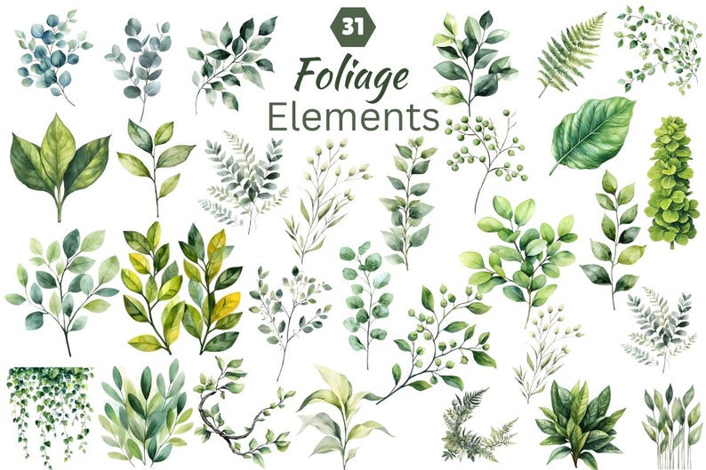 Watercolor Foliage Clipart Bundle | Botanical Wreaths, Frames (instant ...
