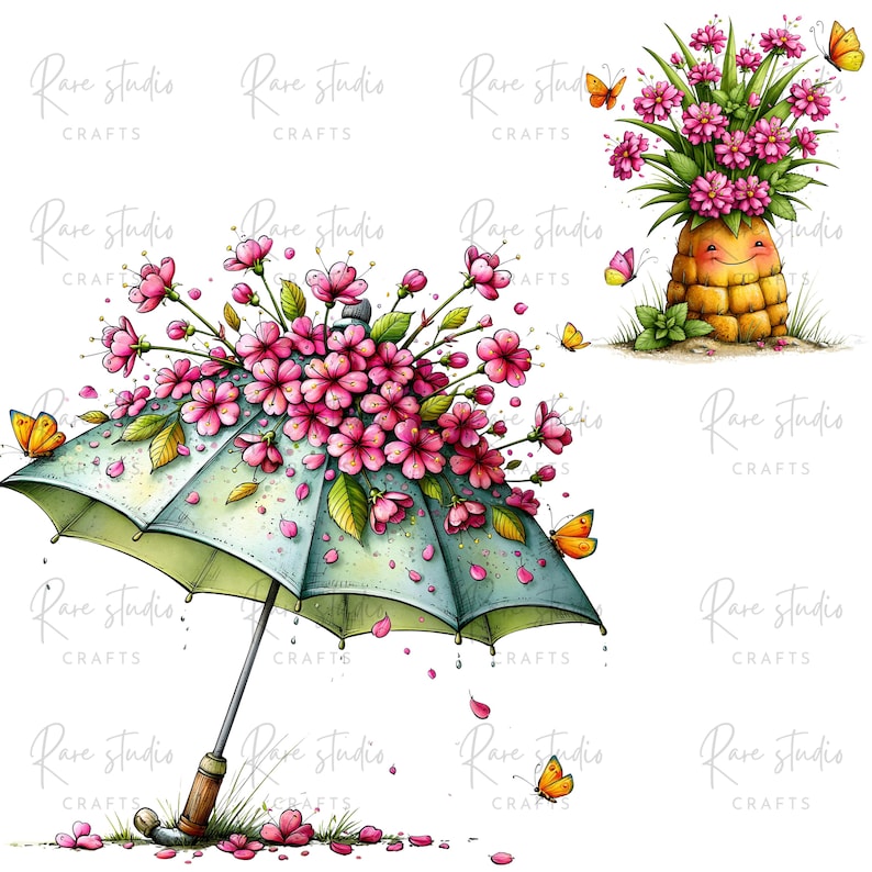 Spring Floral Clipart PNG Bundle, Flores de Jardín, Gráficos Botánicos ...