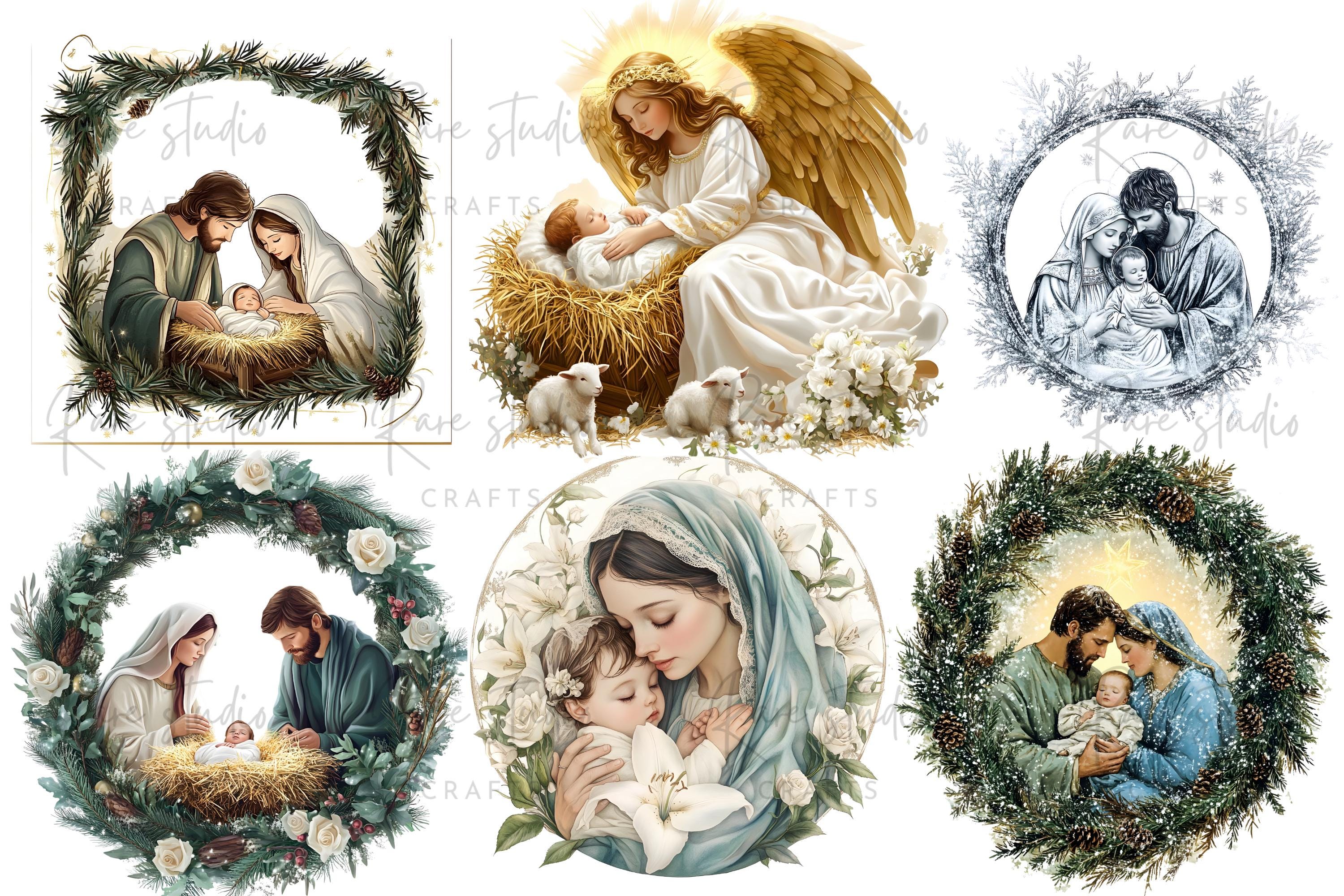 Watercolor Nativity Clipart Bundle, Religious Christmas Holy Family PNG ...