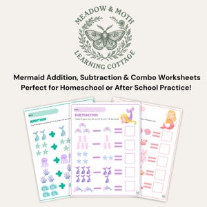 Mermaid Math Worksheets, Early Learning, Addition, Subtraction, Math ...