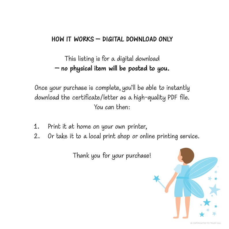 Boy Dummy Fairy Letter: Sparks Printable Goodbye Gift (digital Download ...