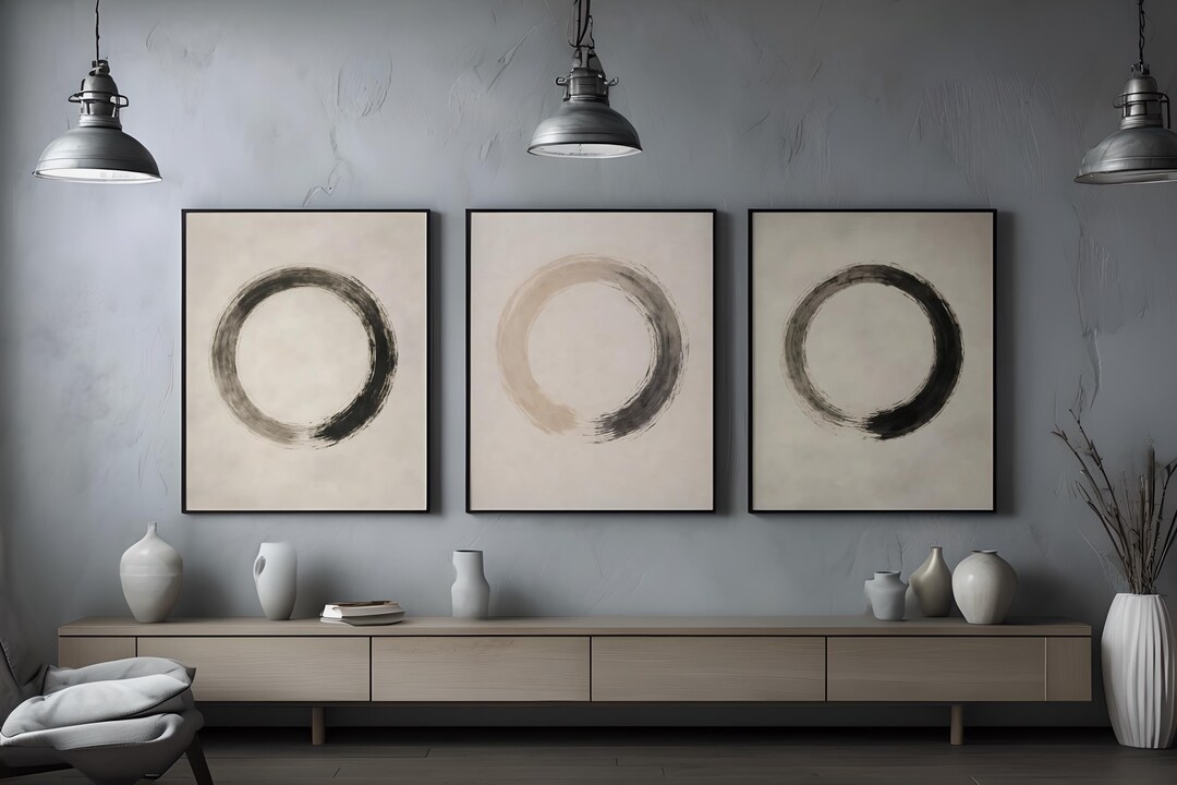 Zen Enso Circle Wall Art Set, Japandi Ink Posters, Minimalist Wabi Sabi ...