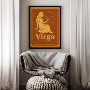 Virgo Zodiac Sign Print, Minimalist Astrology Wall Art Poster, Earth ...