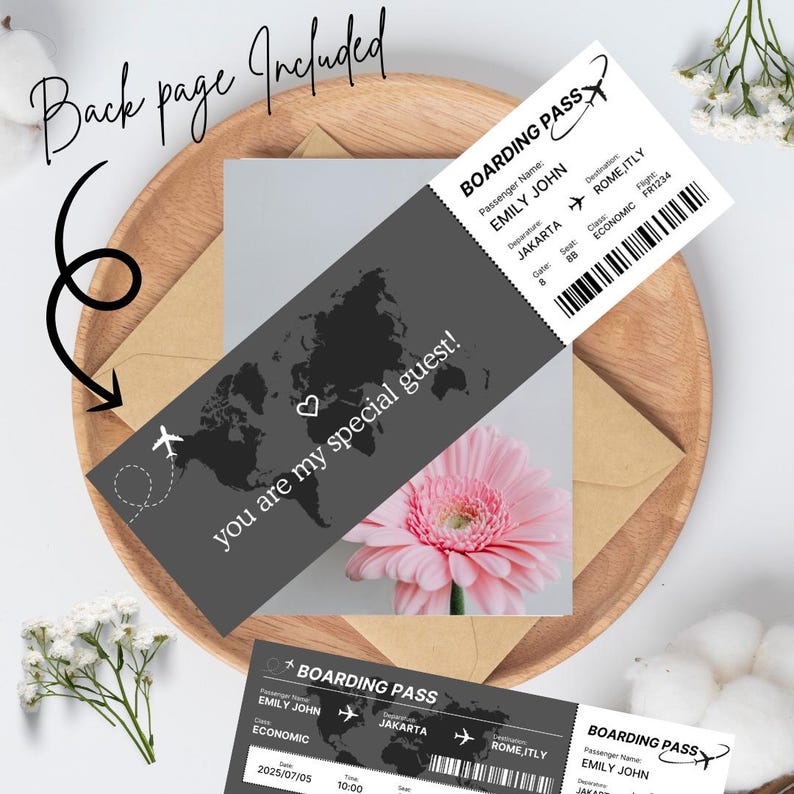 Editable Boarding Pass Template, Printable Personalized Airline Ticket ...
