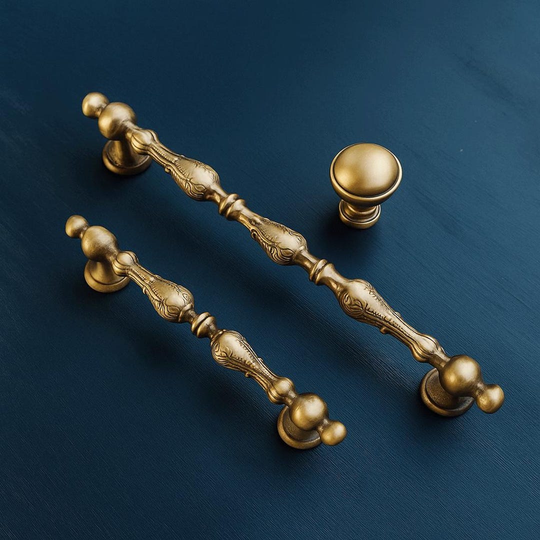 Handmade Antique Crest Brass Cabinet Pull: Solid Brass Dresser Handle ...