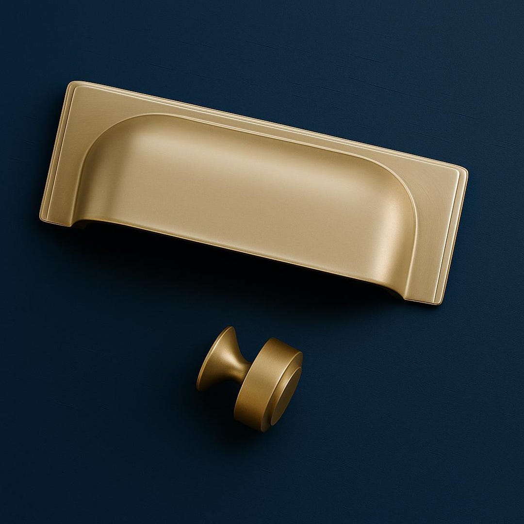 Solid Brass Kitchen Cabinet Handle: Montera Pull With Optional Knob - Etsy