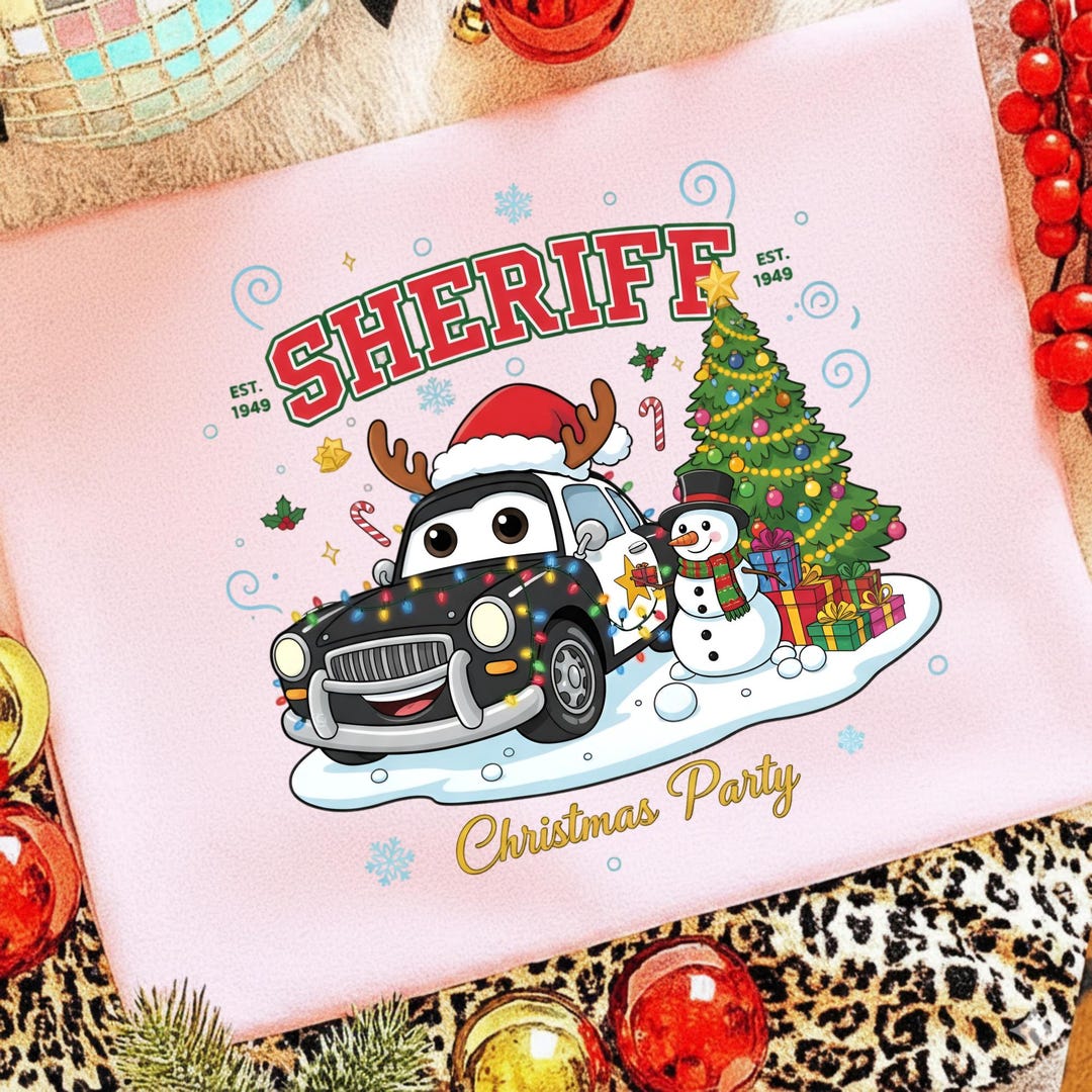 Sheriff Christmas Car PNG, Cute Police Car Christmas Party, Holiday ...
