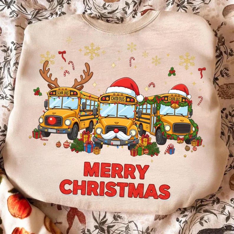Christmas School Bus PNG, Teacher Christmas Shirt Design, Merry Bus ...