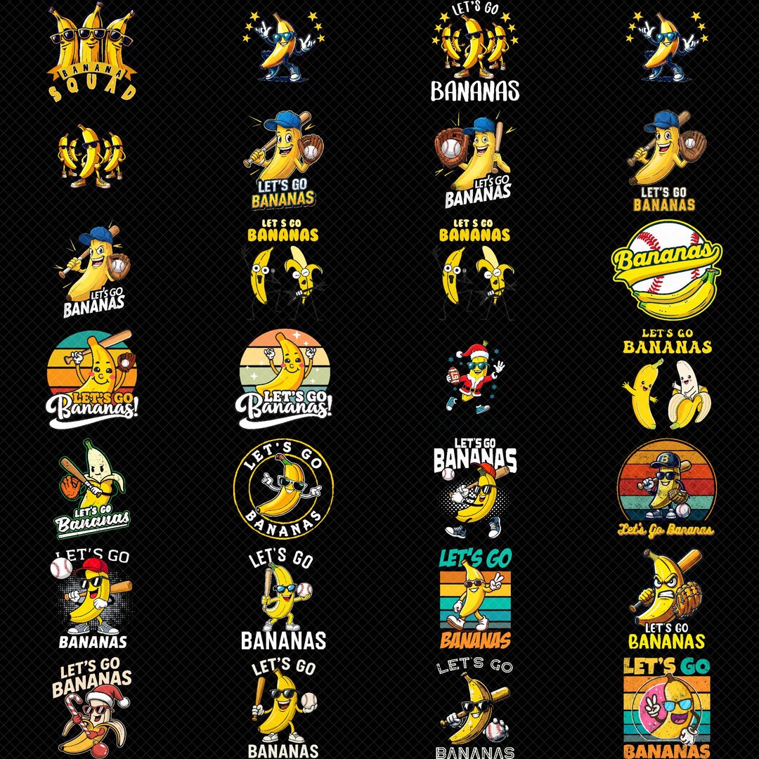 Let’s Go Bananas PNG, Funny Banana Mascot, Sports Banana Clipart, Retro ...