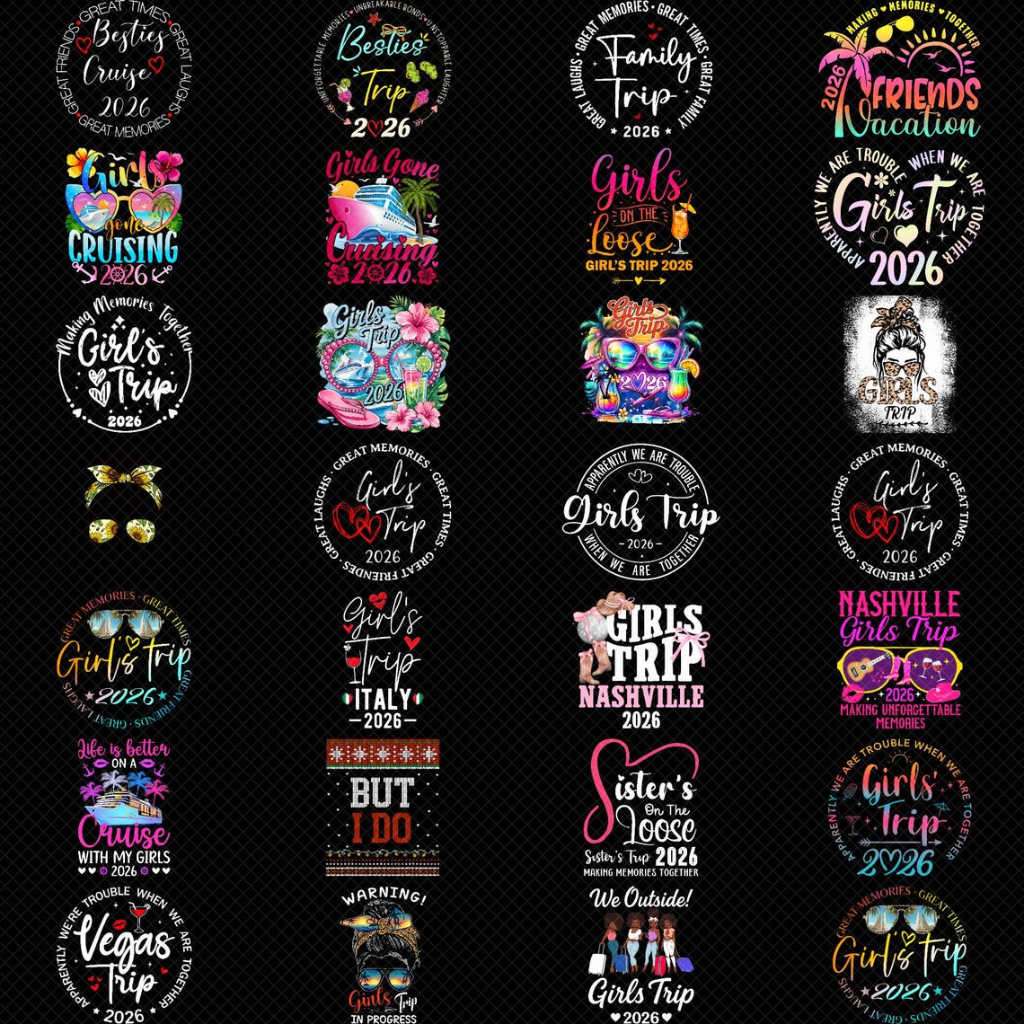 Girls Trip 2026 PNG Bundle Cruise Vacation Nashville Friends Weekend ...