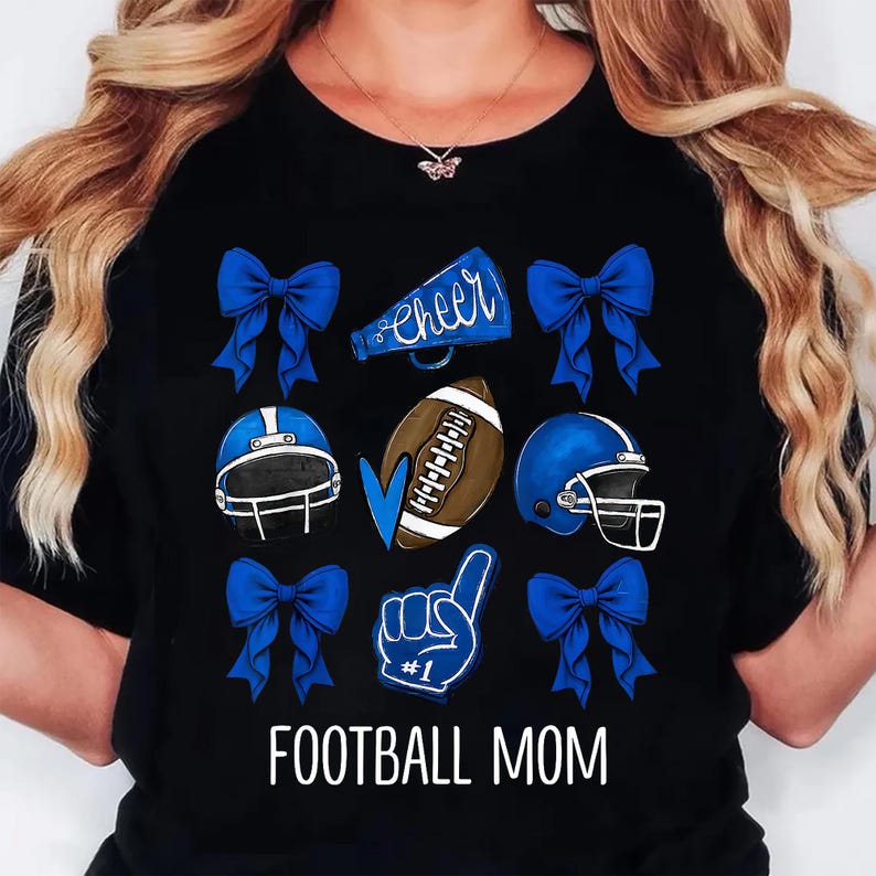 Blue Coquette Football PNG Bundle | Cheer Spirit Bow Sublimation ...