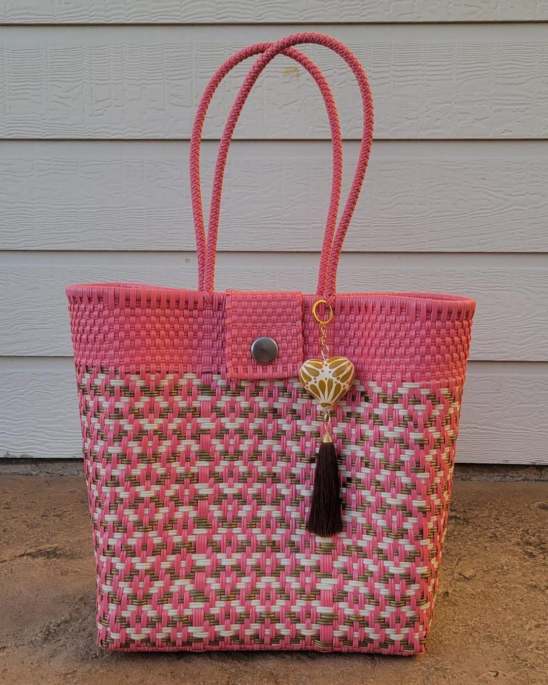 Mexican Handmade Recycled Plastic Snap Tote Bag – Eco-friendly Purses ...