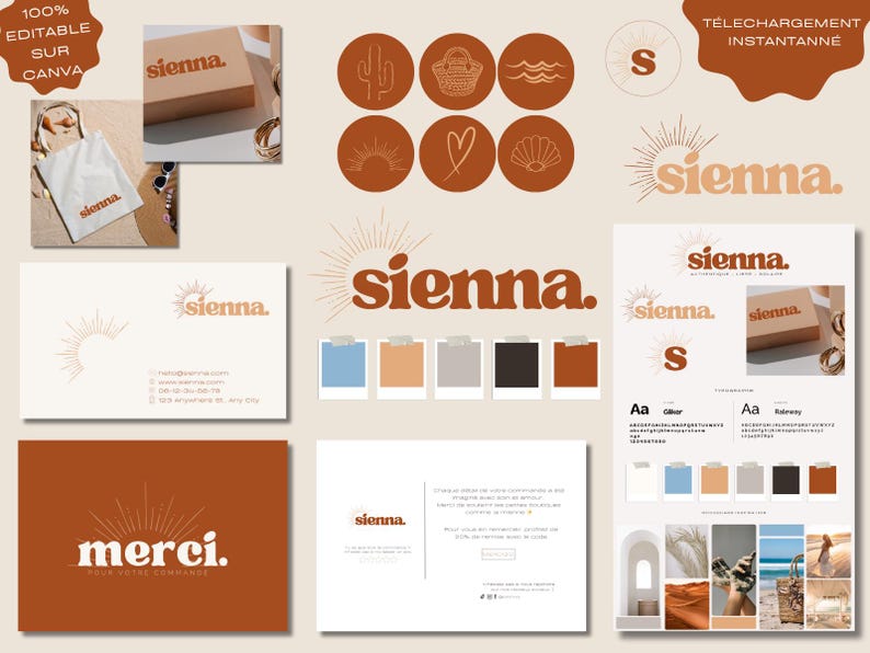 Sienna Branding Kit Canva - Modern Logo, Terracotta Color Palette ...