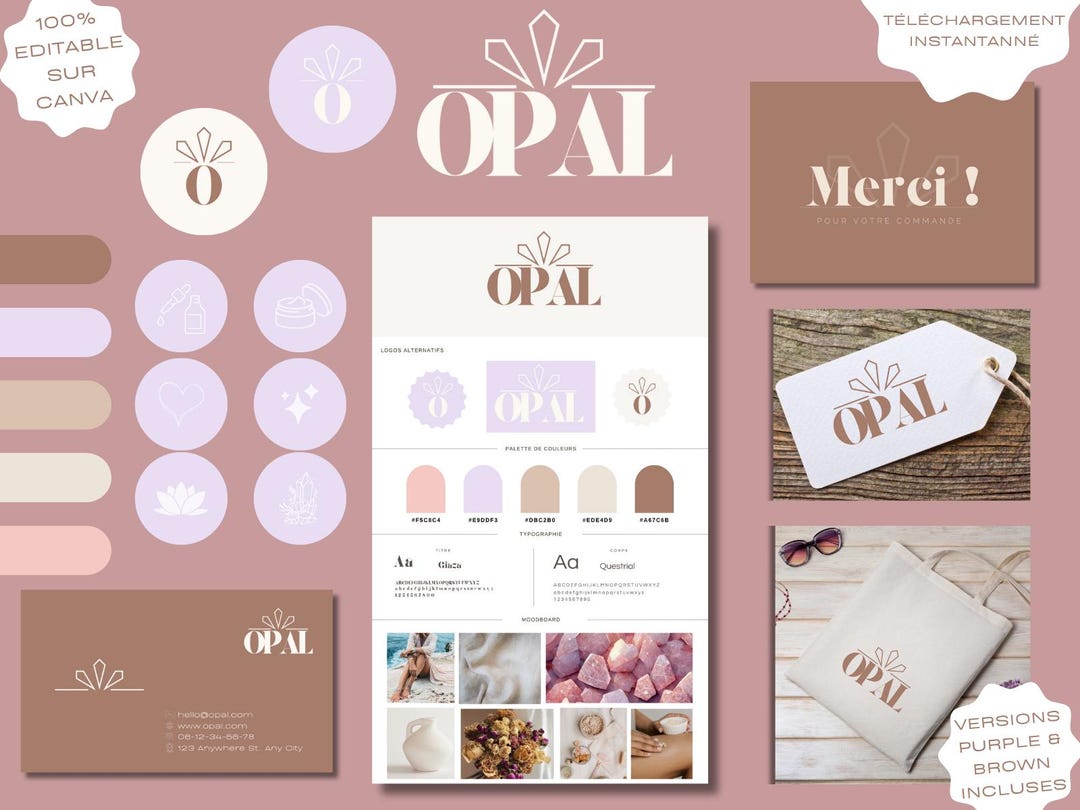 Opal Visual Identity Kit – Soft & Spiritual Branding • Logo, Palette ...