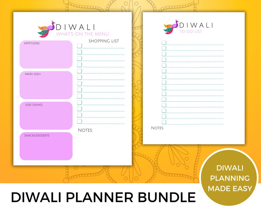 Diwali Planner Printable: Adult & Kids Organizing Templates (PDF ...