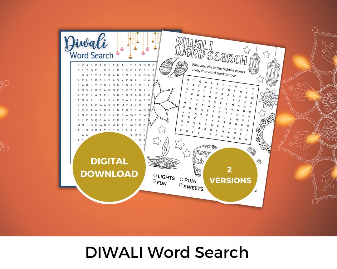 Diwali Printable Word Search, Diwali Games and Activities for Kids ...