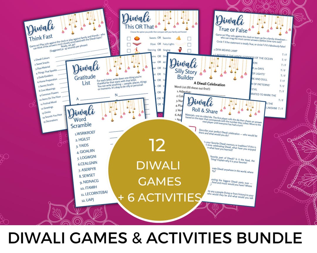 Diwali Bundle Printable Games and Activities for Kids and Family ...