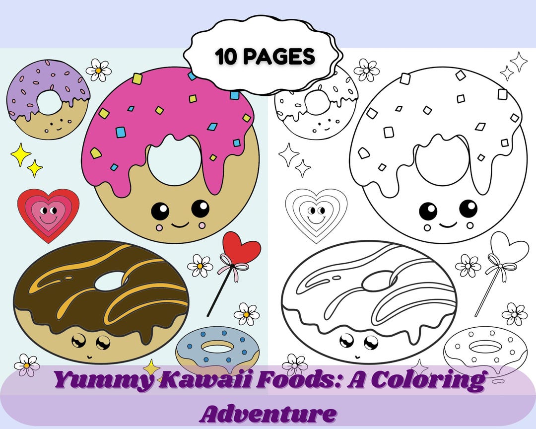 Kawaii Food Coloring Pages - Cute Digital Colouring Book for Kids ...