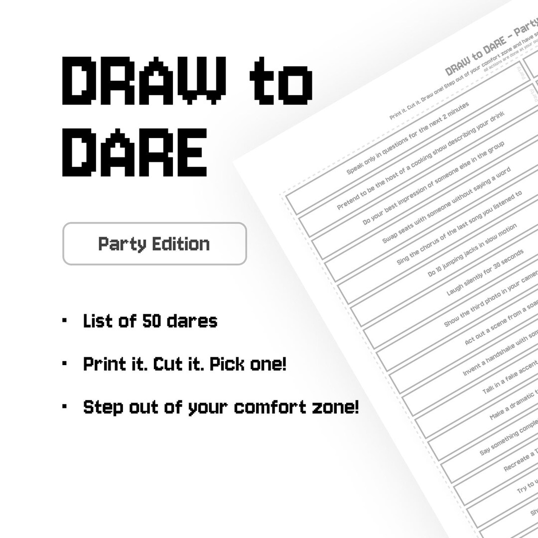 DRAW to DARE – Party Edition, 50 Printable Dares for Groups ...