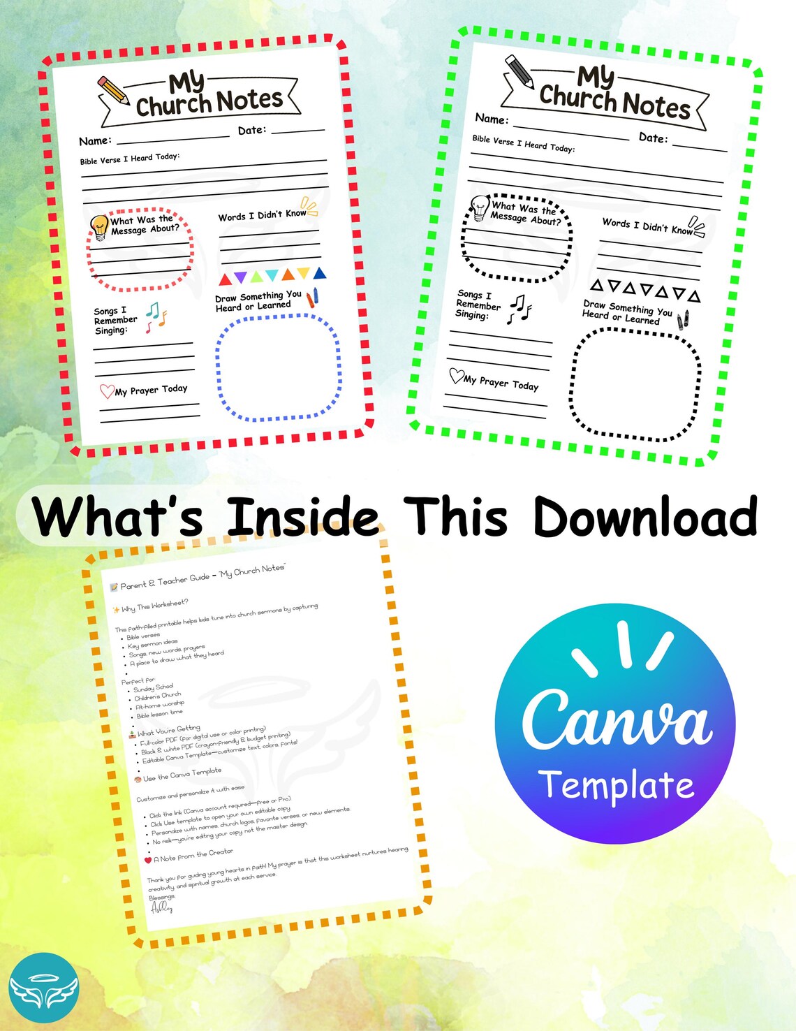 Kids Church Notes Printable | Bible Sermon Worksheet (instant Download ...