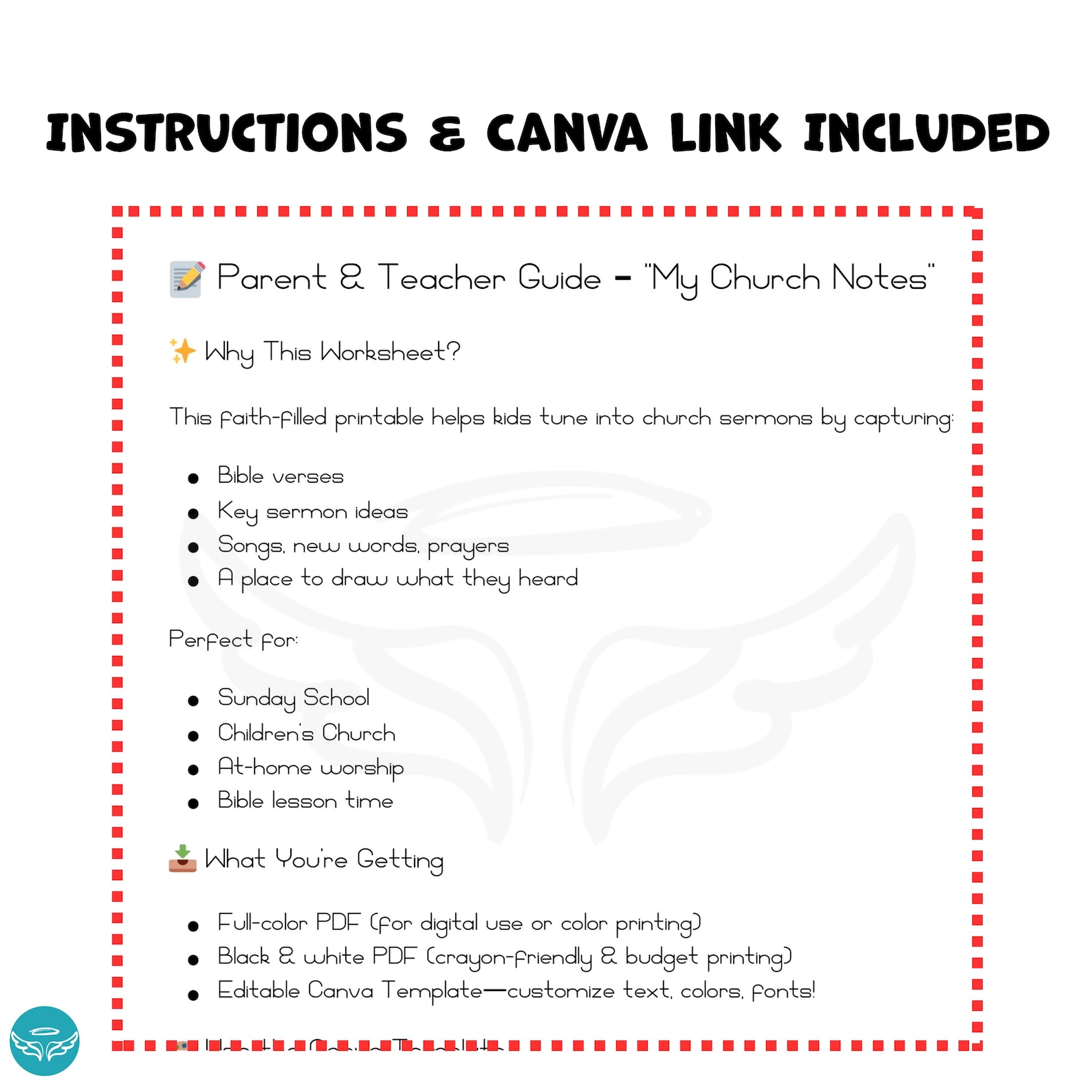 Kids Church Notes Printable | Bible Sermon Worksheet | Sunday School ...