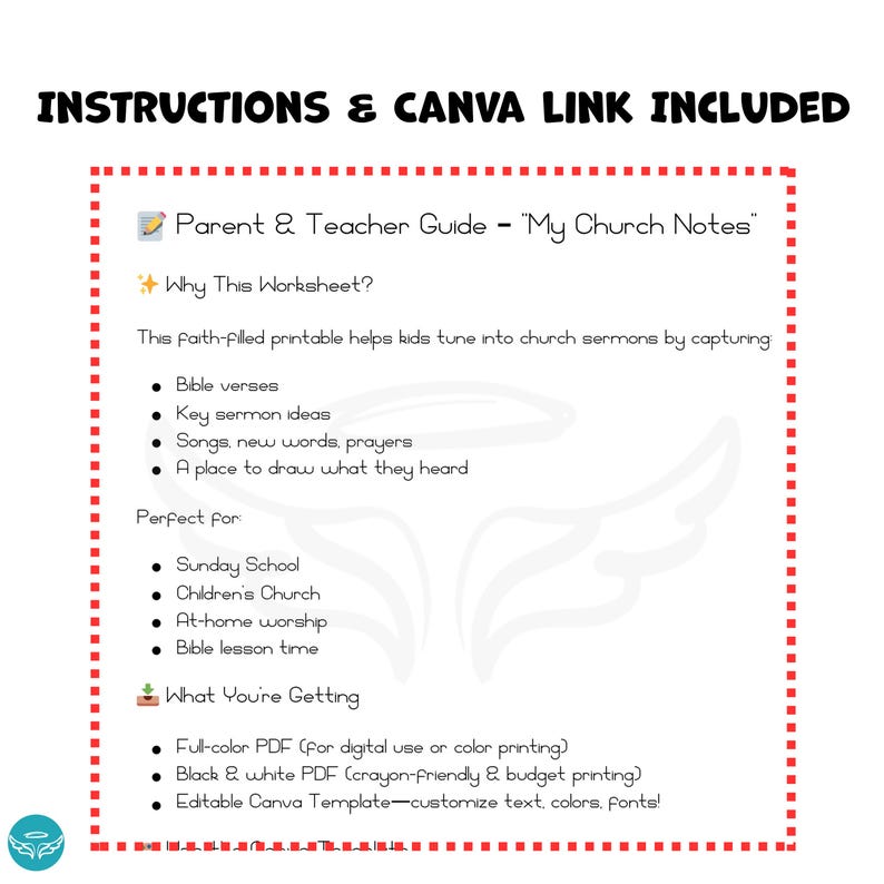 Kids Church Notes Printable | Bible Sermon Worksheet | Sunday School ...