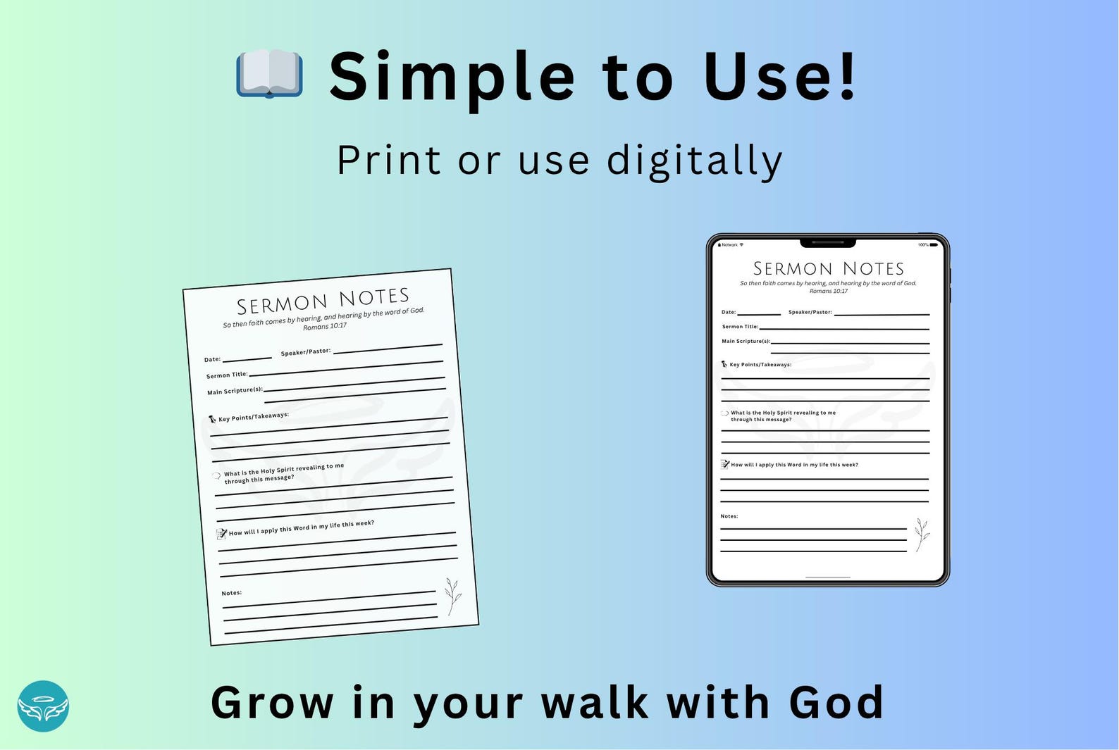 Printable Sermon Notes for Adults | Faith-based Church Note-taking ...