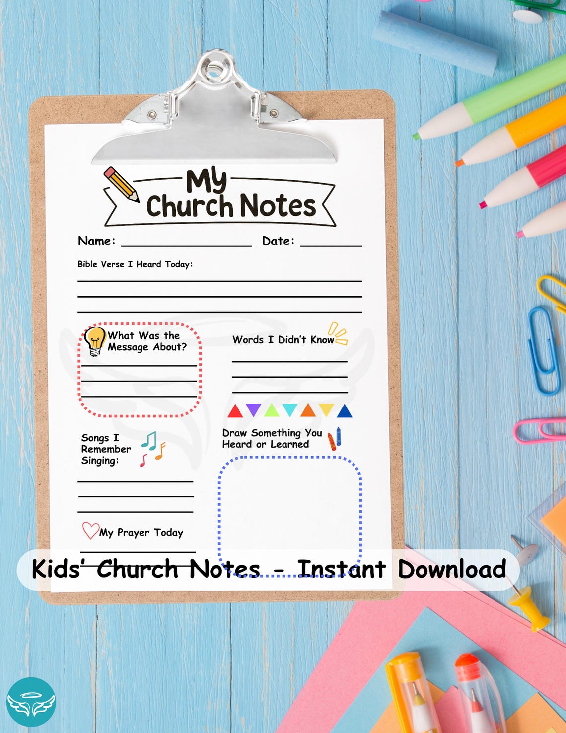 Kids Church Notes Printable | Bible Sermon Worksheet | Sunday School ...