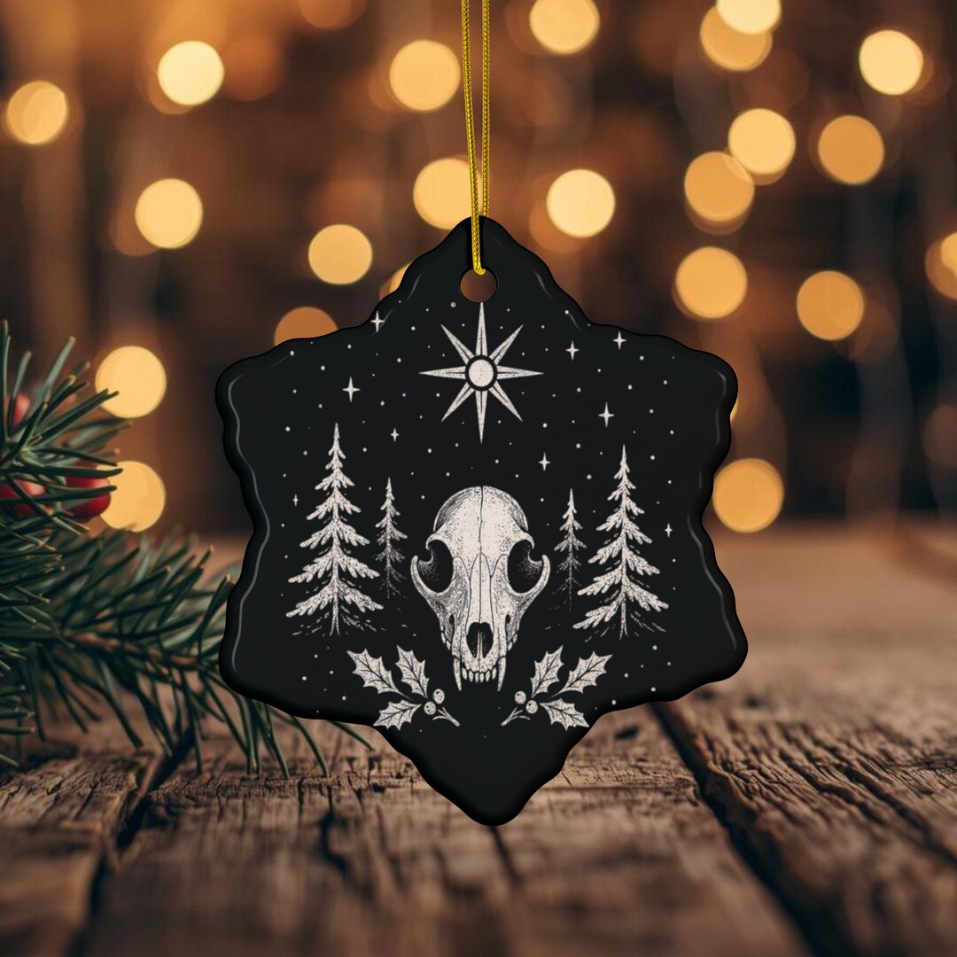 Pagan Yule Ceramic Ornament: Fox Skull Winter Scene Tree Decoration - Etsy