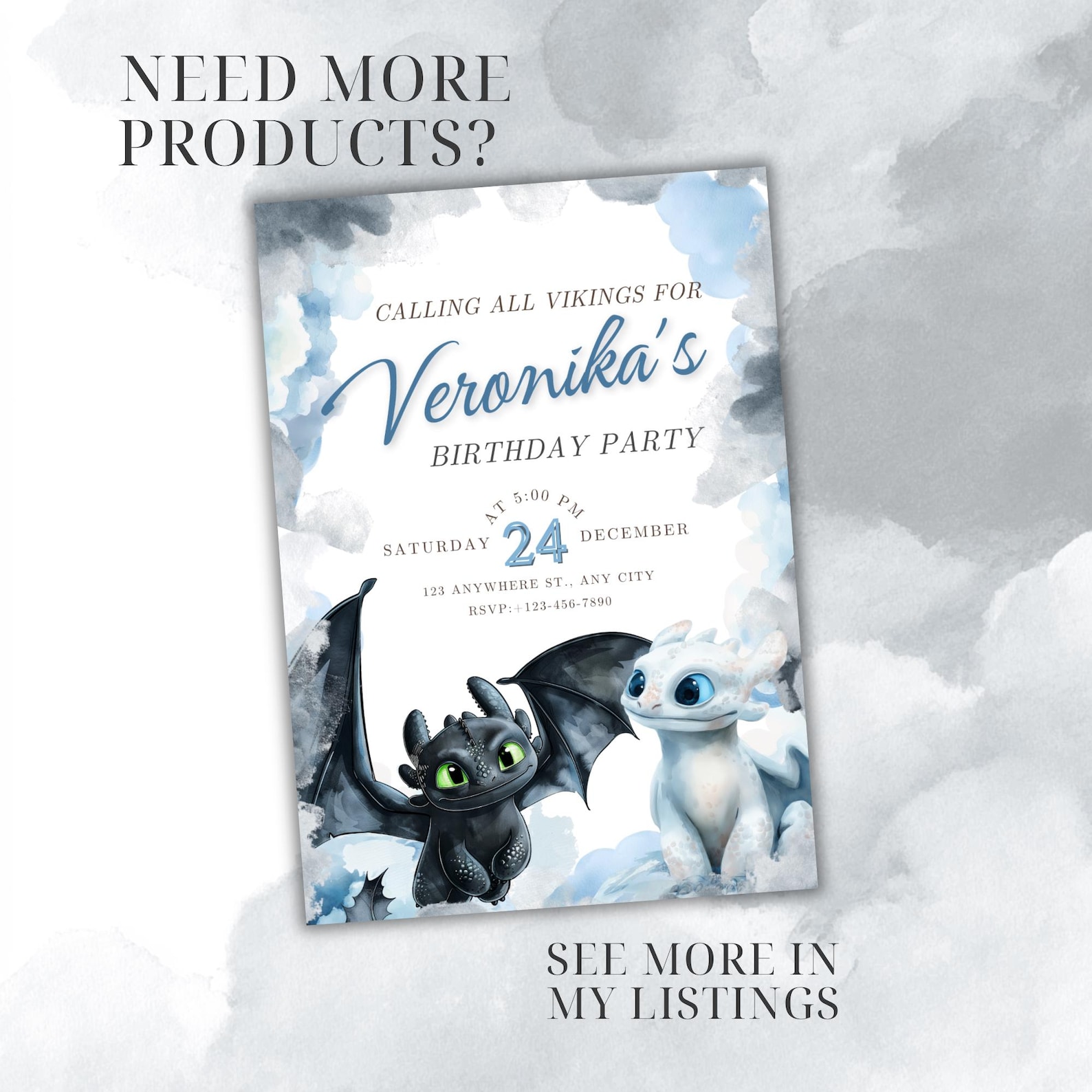 Toothless Dragon Cake Topper, Watercolor Theme (digital Download) - Etsy