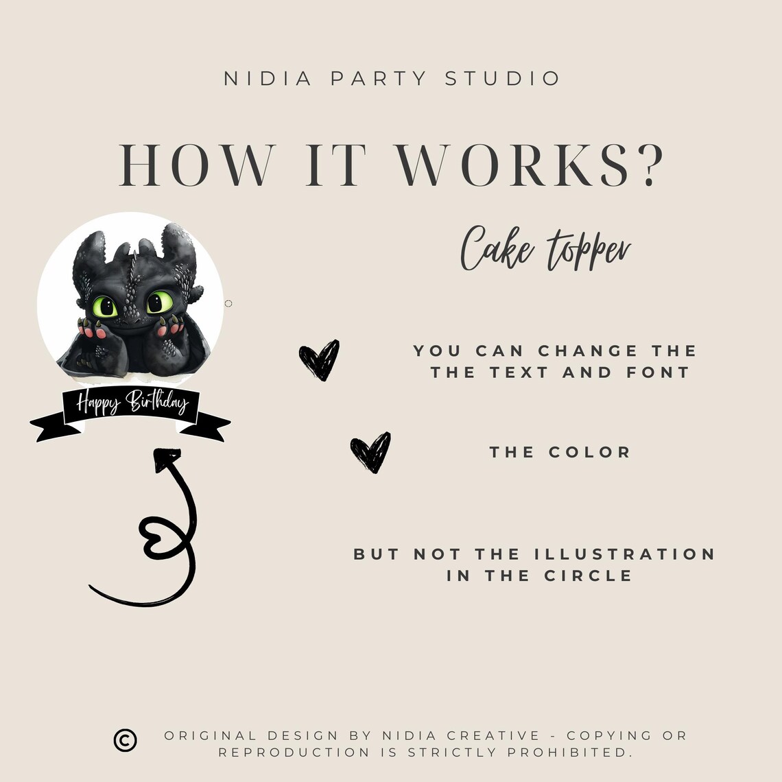 Toothless Dragon Cake Topper, Watercolor Theme (digital Download) - Etsy