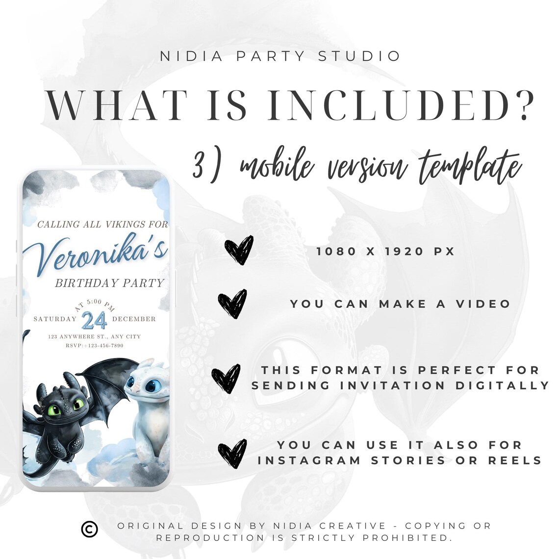 Toothless Dragon Birthday Invitation, Watercolor Theme (digital ...