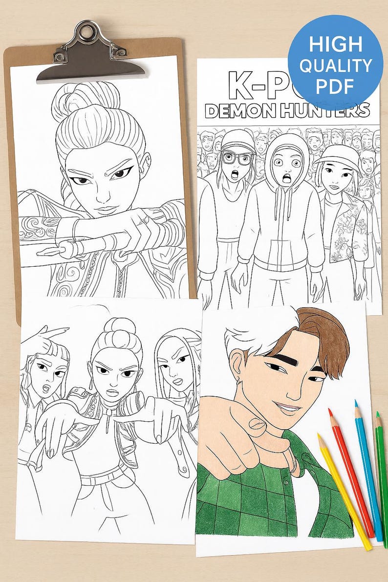 K-pop Demon Hunters Coloring Book | 30 Printable Pages (digital ...