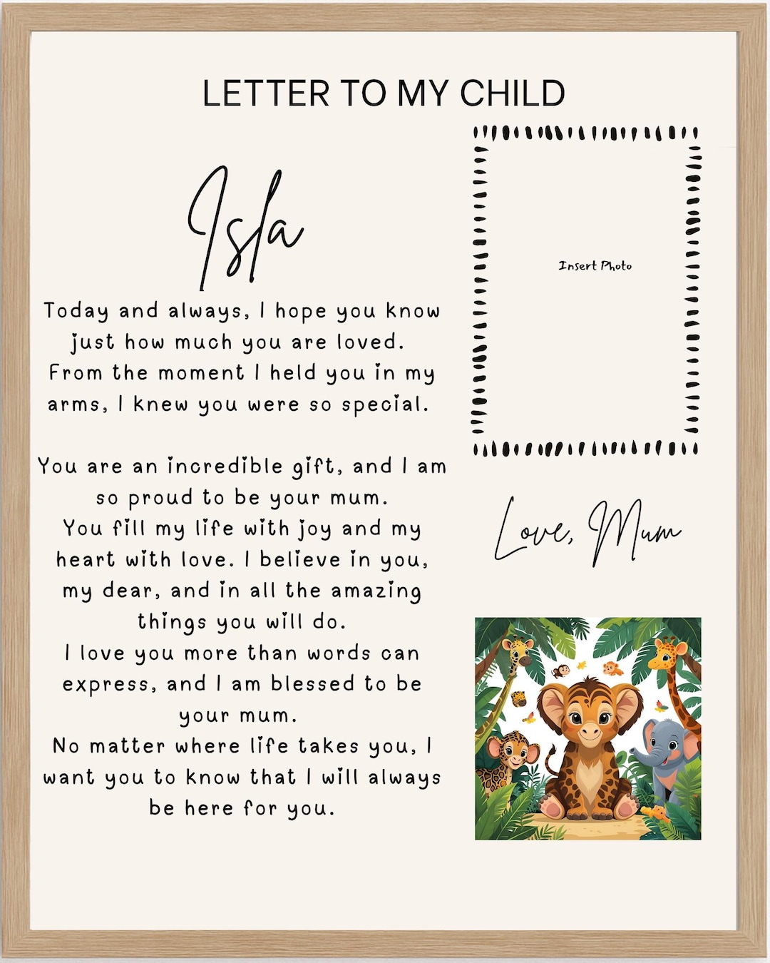 Personalised Letter to My Child - Printable Editable Keepsake With ...