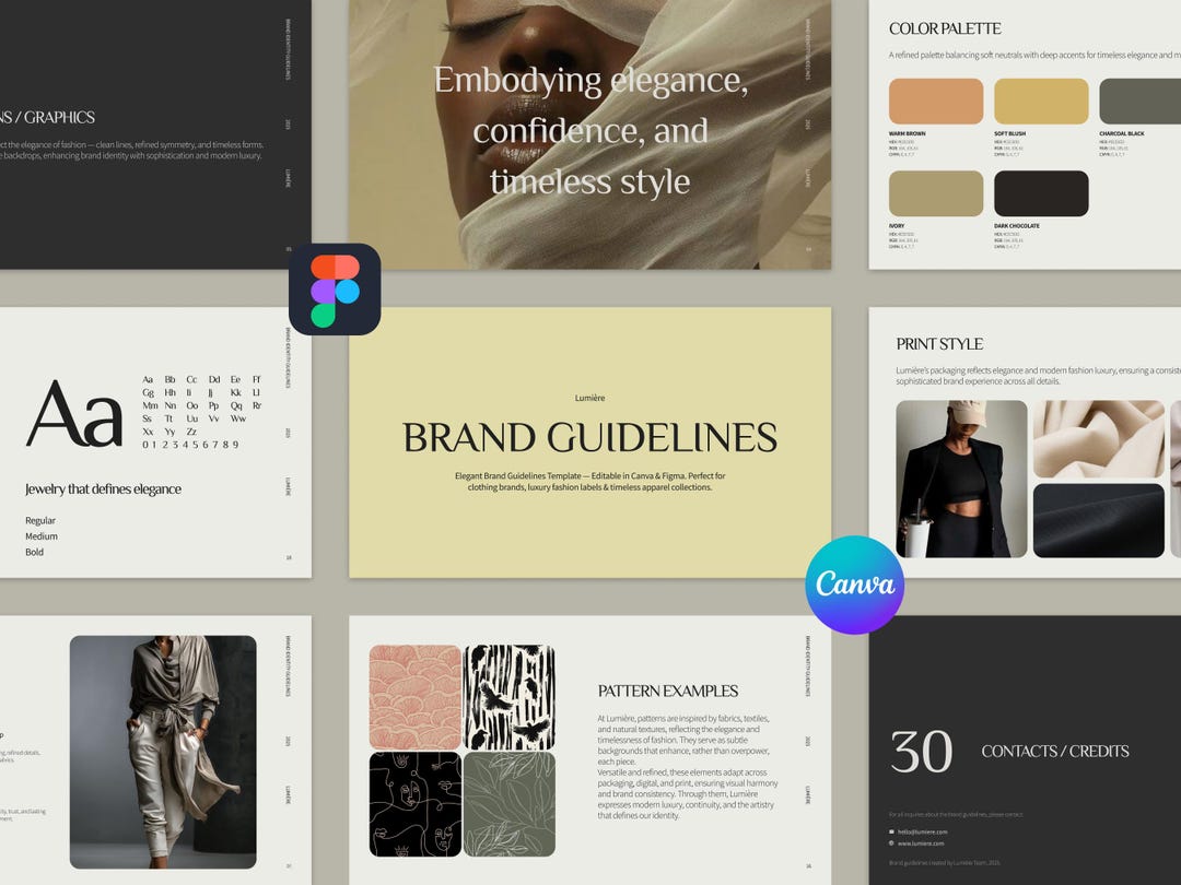 Fashion Brand Guidelines Template: Minimalist Brand Book (canva & Figma ...