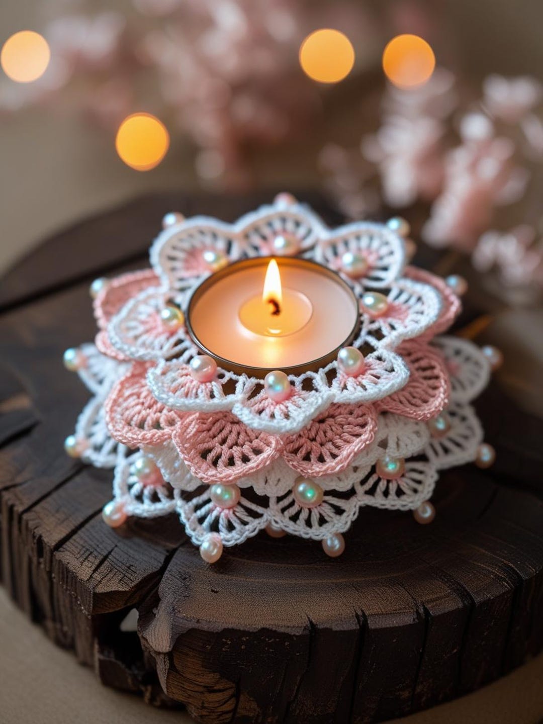 Floral Crochet Tealight Holder Pattern: Elegant Candle Cover (PDF ...