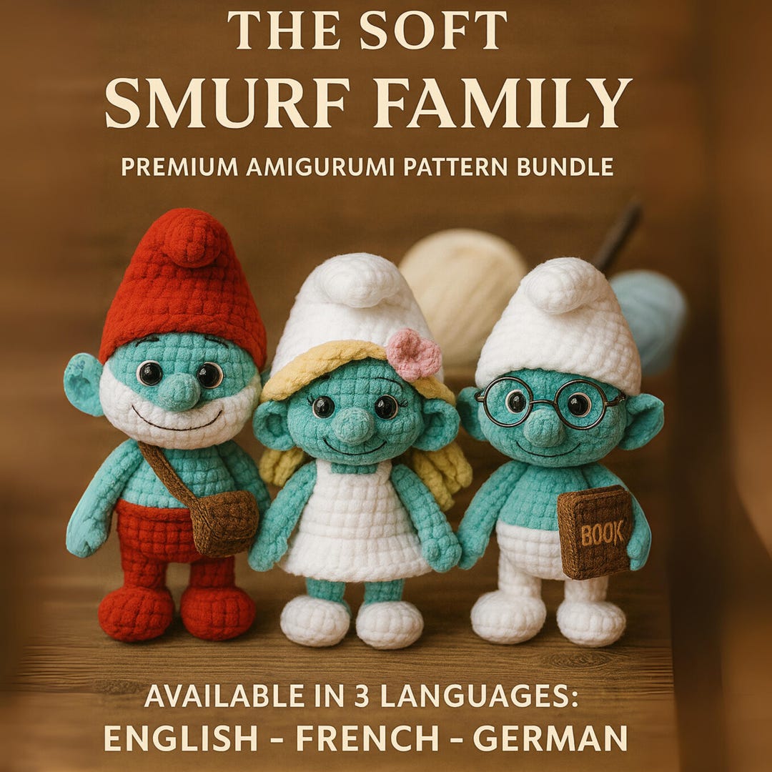 Smurf Crochet Amigurumi Pattern Set – DIY Plushies (digital Download ...
