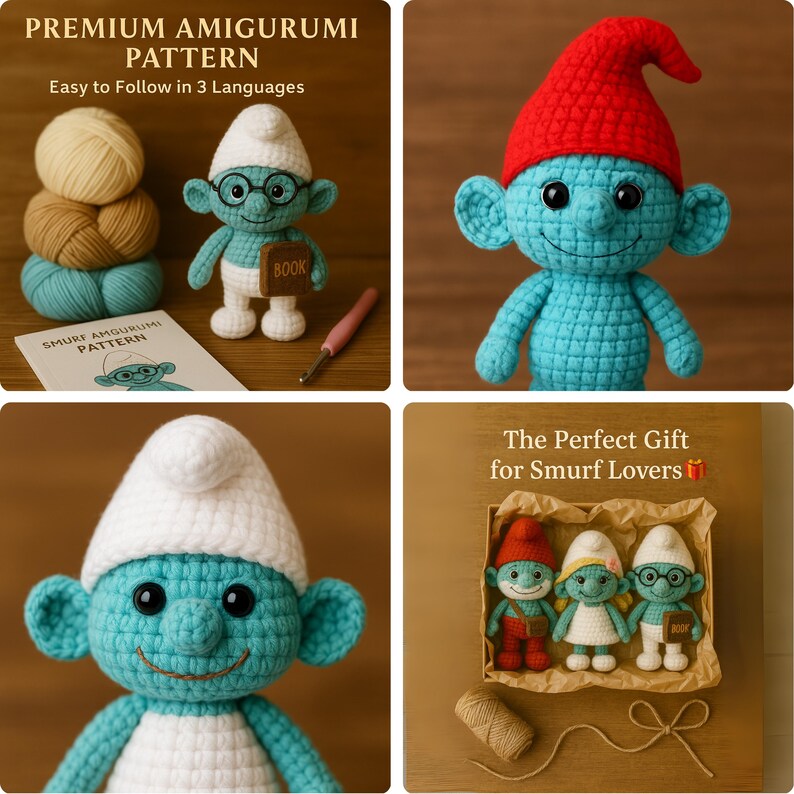 Amigurumi Crochet Pattern Bundle: Smurfs, Gargamel, Pinocchio, Harry ...