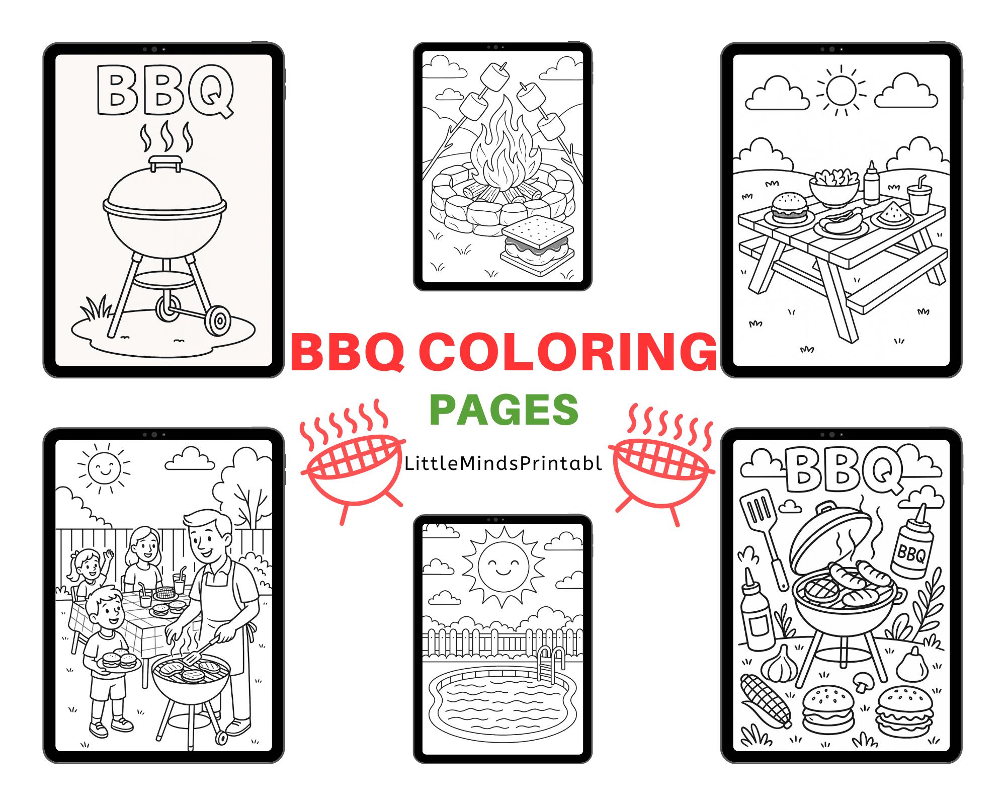 BBQ Coloring Pages for Kids - Etsy