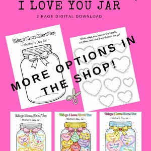Things I Love Jar, Valentine's Day Activity, Printable Keepsake ...