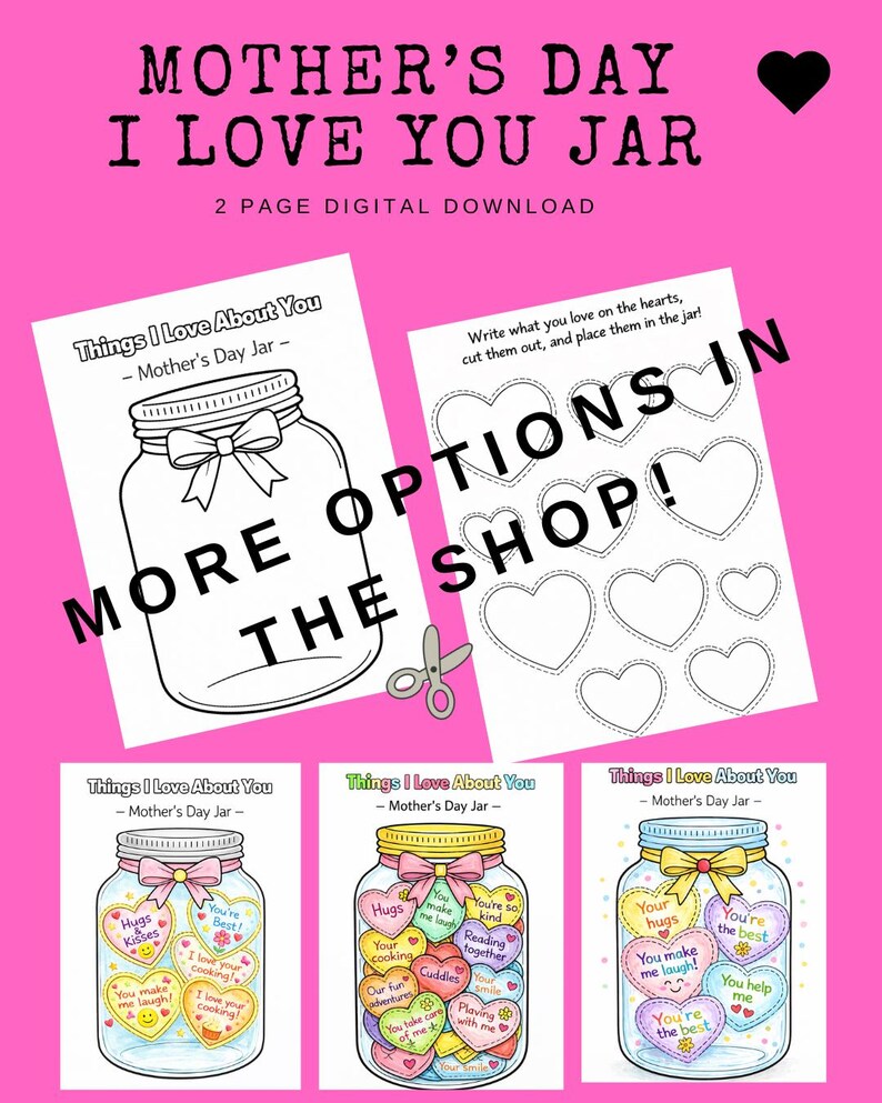 Things I Love Jar, Valentine's Day Activity, Printable Keepsake ...