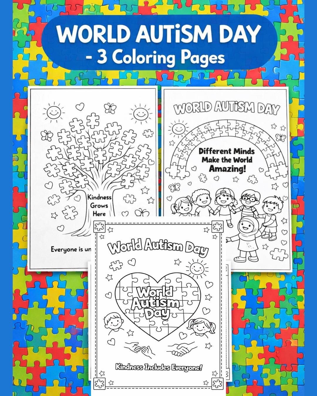 World Autism Day Coloring Pages - Etsy