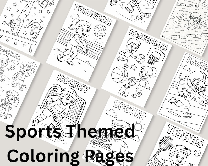 Sports Themed Coloring Pages for Kids (digital Download) - Etsy