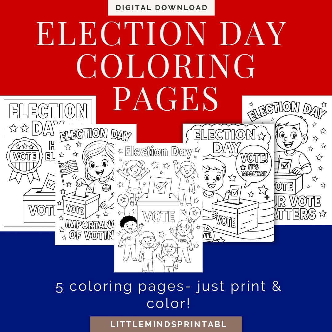 Election Day Coloring Pages for Kids: Vote! (digital Download) - Etsy ...