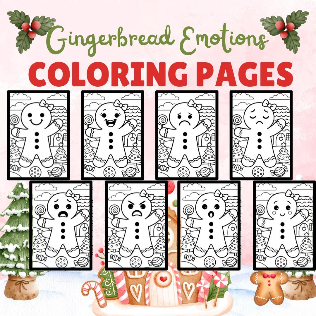 Gingerbread Emotions Coloring Pages – SEL Activity (printable PDF) - Etsy