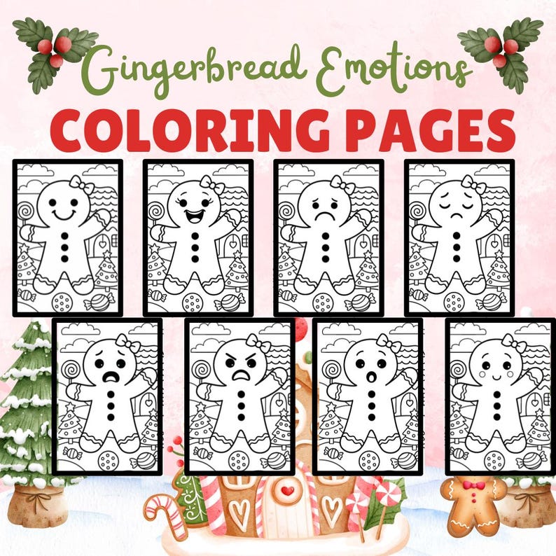 Gingerbread Emotions Coloring Pages – SEL Activity (printable PDF) - Etsy