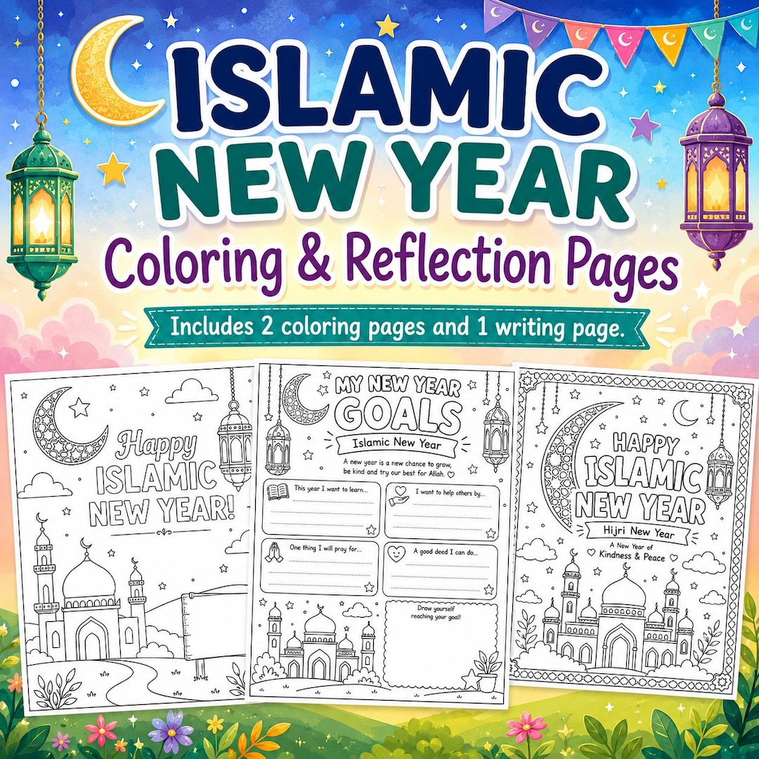 Islamic New Year Coloring Pages, Hijri Goals Writing Activity (PDF ...