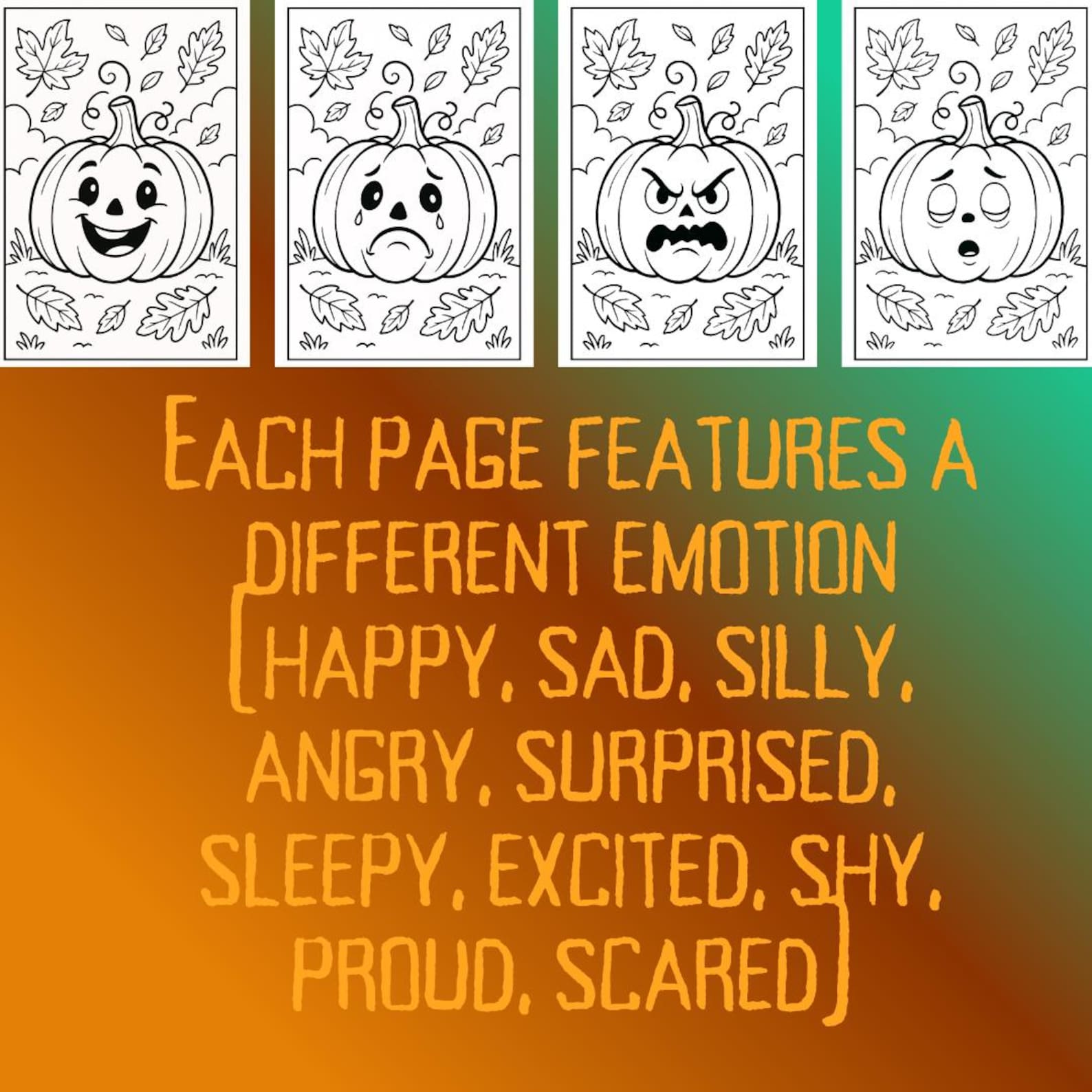 Pumpkin Emotions Coloring Pages: Fall SEL Activity (PDF) - Etsy